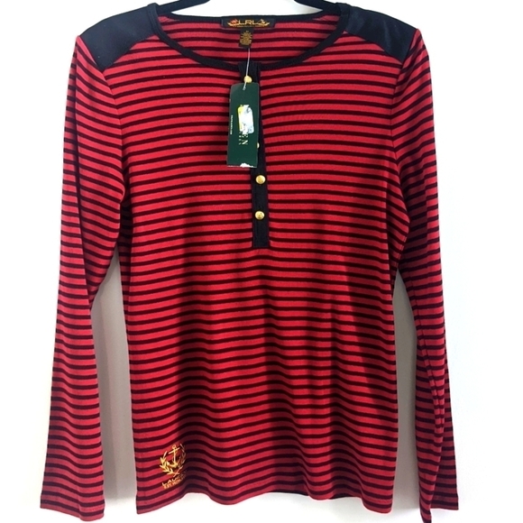 Lauren Ralph Lauren | Tops | Lauren Ralph Lauren Preppy Red And Black ...